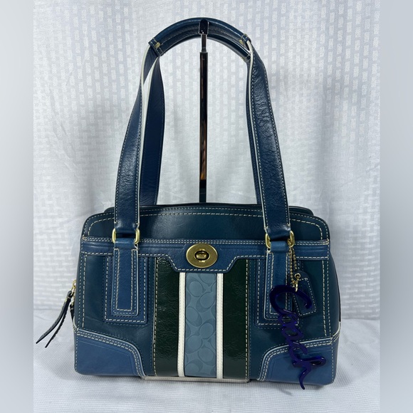 Coach | Bags | Coach Patchwork Legacy Leather Satchel Blue Green Style ...